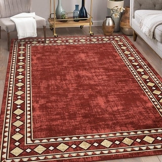 Solid Border Rug Traditional Living Room Rug Contemporary Rug - Bed ...