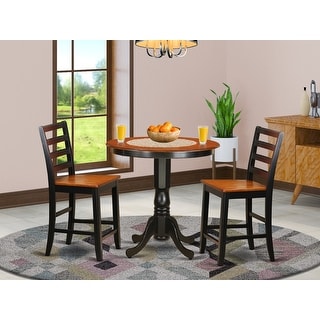 East West Furniture 3 Piece Kitchen Counter Set- A Round Dining Room ...
