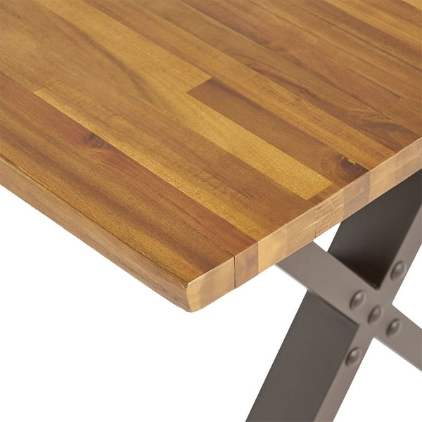 Farmhouse Finish Acacia Wood Desk with Black X-Frame Legs Teak - Bed ...