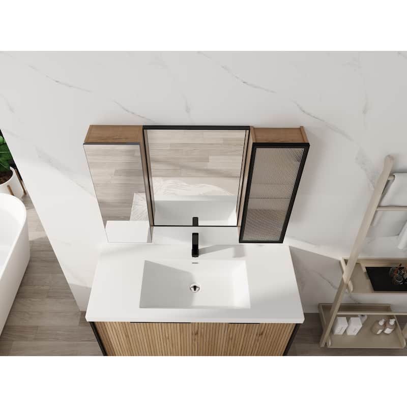 39.4"Bathroom Mirror Cabinet with Storage Combination,Wall Mounted ...