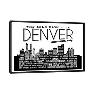 iCanvas "Denver Neighborhoods Skyline" by Benton Park Prints Framed ...