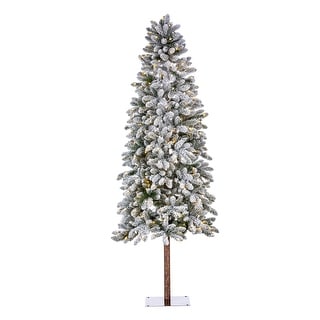 7.5 Foot Heavily Flocked Alpine Tree with 400 White LED Lights - Bed ...