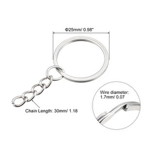 Split Keychain Rings, 1.7x25mm Round Flat Key Holder with Chain 24Pcs ...