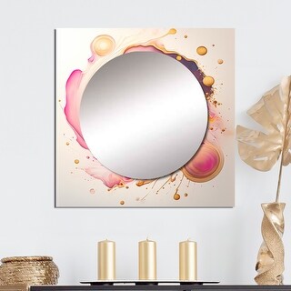 Designart "Pink Liquid Swirl" Abstract Spirals Wall Mirror - Abstract ...