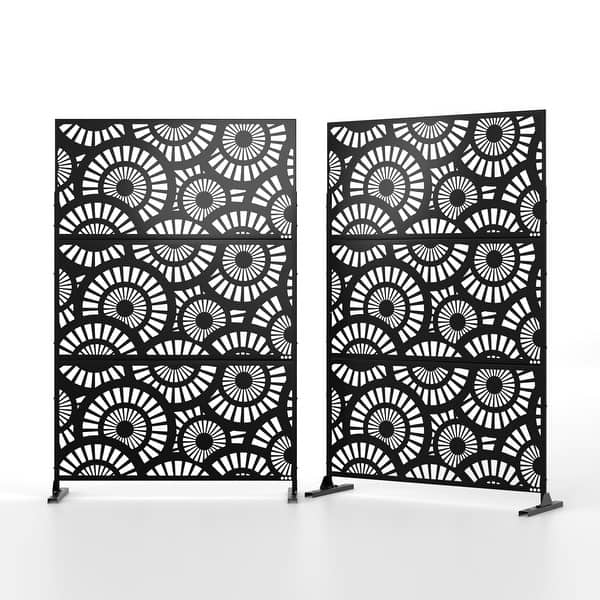 Metal Privacy Screen Panel Free Standing Wheel - 76x47 - Bed Bath ...