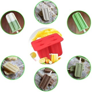 4Grids Silicone Diy Popsicle Mold Ice Lolly Maker With Sticks Package ...