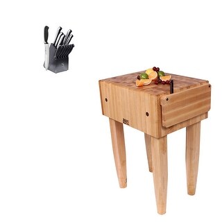 John Boos PCA3 24x24 Butcher Block & 13-Piece Knife Set, Natural - Bed ...