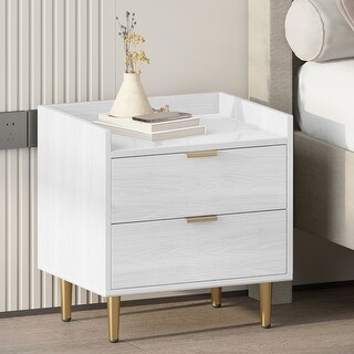 Classic Style Wooden Texture Design Nightstand with 2 Drawers and ...