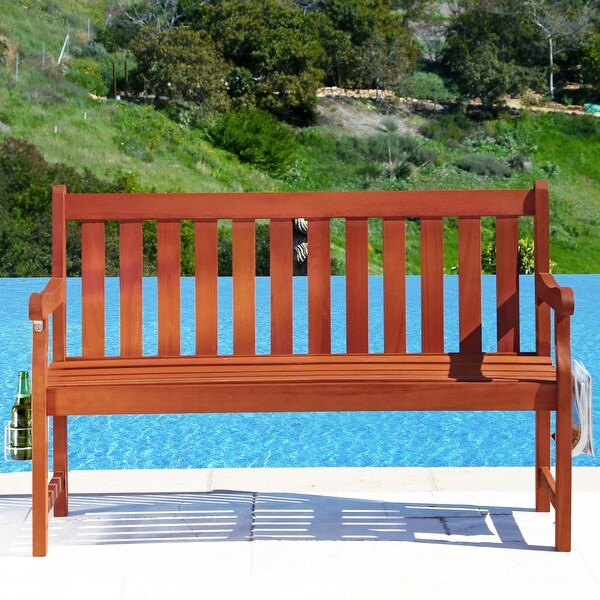 Vifah Malibu Outdoor Patio 4 foot Eucalyptus Wood Garden Bench 48 L x 22 W x 40 H Bed Bath Beyond 21026399