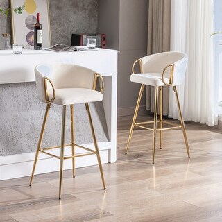 Modern 30 Inch Set of 2 Bar Stools with Chrome Footrest - Bed Bath ...