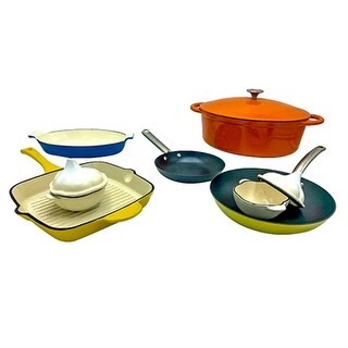 Le Chef 10-Piece All Enameled Cast Iron Cookware Set. (Multi-Colored ...