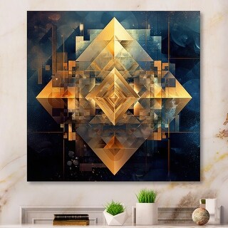 Designart "Gold Cubist Visions III" Cubism Metal Wall Decor - Bed Bath ...