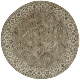10' Green Brown And Taupe Round Wool Paisley Tufted Handmade Stain ...