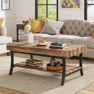 Wood and Metal Rectangular Coffee Table for Living Room - Bed Bath ...