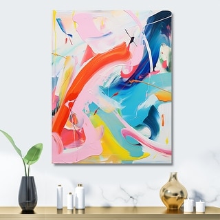 Designart "Pink And Blue Rhythm And Flow I" Abstract Shapes Large Metal ...