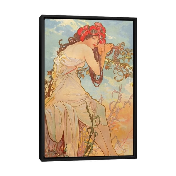 iCanvas "The Seasons- Summer, 1896" by Alphonse Mucha Framed Canvas ...