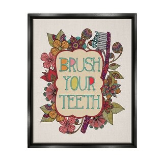 Stupell Intricate Floral Shapes Brush Your Teeth Toothbrush Floater ...