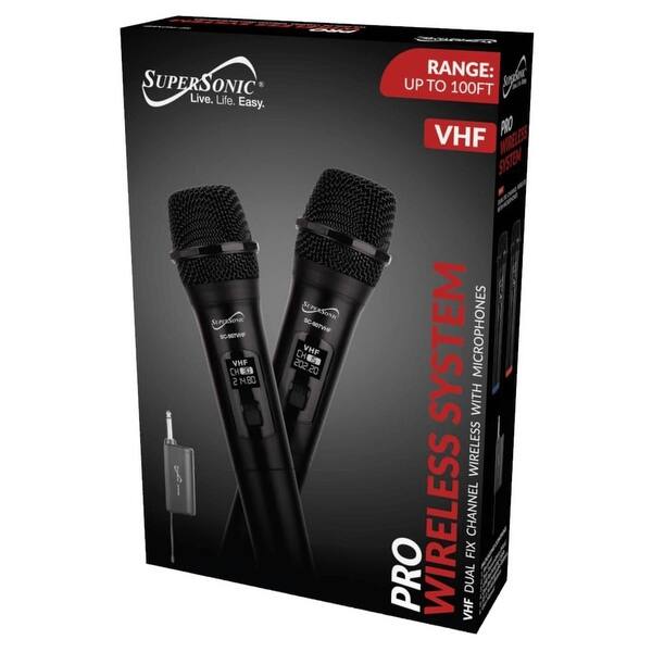 Supersonic VHF Dual Fixed Channel Professional Wireless Microphone ...