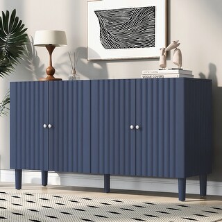 Navy Blue Buffet Sideboard Accent Cabinet with Cylindrical Legs, Wavy ...