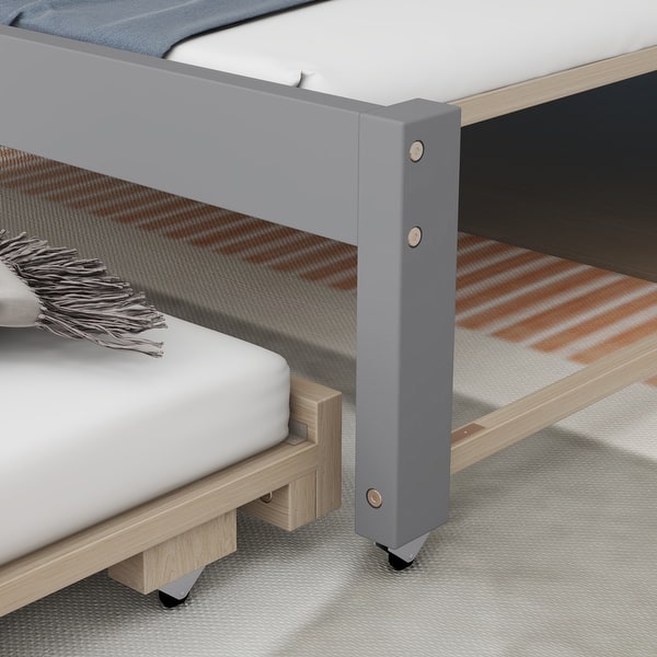 Stackable design Twin over Pull-out Bunk Bed with Trundle, Gray - Bed ...
