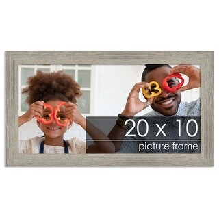 20x10 Distressed/Aged Contrast Grey Complete Wood Picture Frame with UV ...
