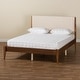 Lenora Mid-Century Modern Fabric Upholstered Wood Platform Bed - Beige ...