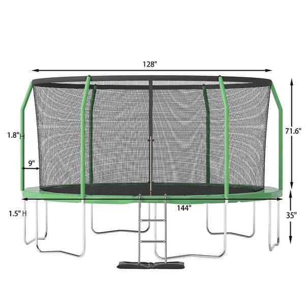 Outdoor 12FT Round Trampoline with Enclosure Backyard Jumping Surface ...
