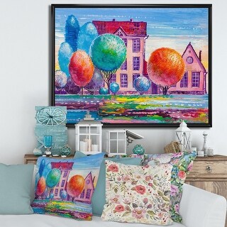 Designart "Daydream House In The VIllage" Traditional Framed Canvas ...