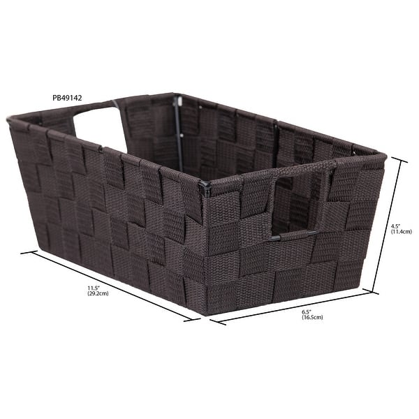 Home Basics Polyester Woven Strap Storage Basket, Small, 11.5x6.5x4.5 ...