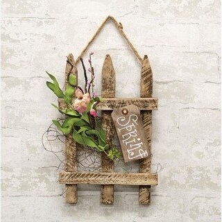 Spring Hanging Lath Gate with Pink Flowers 13" - 13" high by 8.5" wide ...