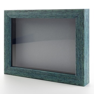 Rustic Blue 20x20 Wood Shadow Box with Grey Acid-Free Backing - With 5/ ...