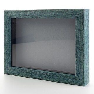 Rustic Blue 6x6 Wood Shadow Box with Grey Acid-Free Backing - With 5/8 ...