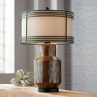 Double Shade Rustic Copper Ceramic Table Lamp - 25" x 16" - Bed Bath ...