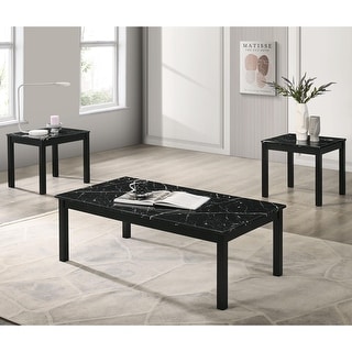 Furniture of America Sonnet Modern 3-Piece Wood Coffee Table Set with 2 ...