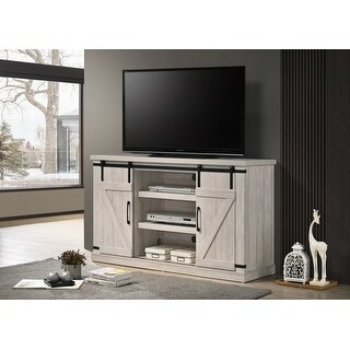 Asher Dusty Gray 54" Wide TV Stand with Sliding Doors and Cable ...