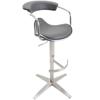 MIX Brushed Stainless Steel Adjustable Height Swivel Faux Leather Stool ...