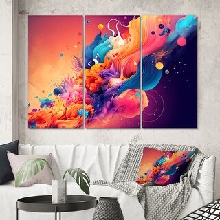 Designart "Vibrant Color Explosion I" Modern Spiral Canvas Art Print ...