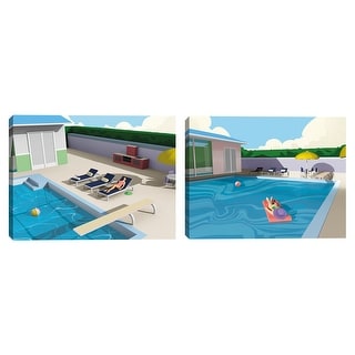 Poolside Chill & Staying Afloat by Kristine Hegre Canvas Art Prints ...