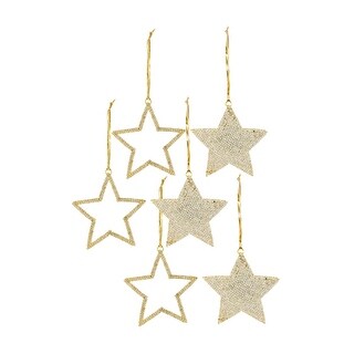 Set of 6 Gold Star Christmas Ornaments 4" - Bed Bath & Beyond - 36499893