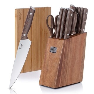 16 Piece Kitchen Knife Set with Chef Knife, Cleaver, Bread Knife ...