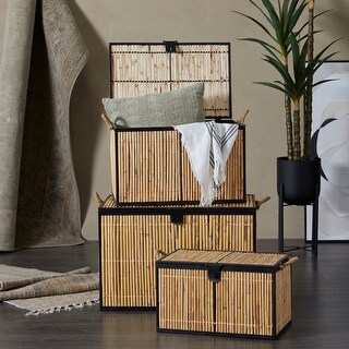 Light Brown Rattan Handmade Nesting Trunk (Set of 3) - Bed Bath ...