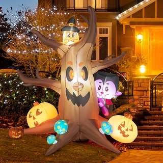 Gymax 6FT Halloween Inflatable Ghost Tree Pumpkins Decor w/ LED & - Bed ...
