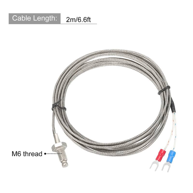 K Type Temperature Sensor 2pcs M6 Thermocouple 10ft 0 to 800°C(32 to ...