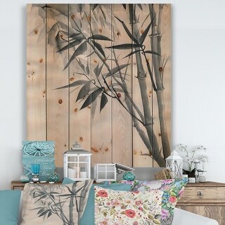 Designart 'Vintage Monochrome Bamboo I' Traditional Print on Natural ...