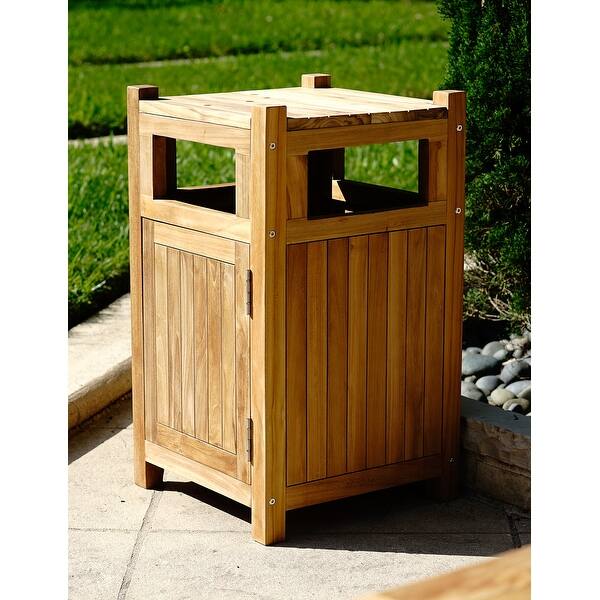 Laurel Teak Outdoor Hamper Outdoor Waste Basket - Bed Bath & Beyond ...