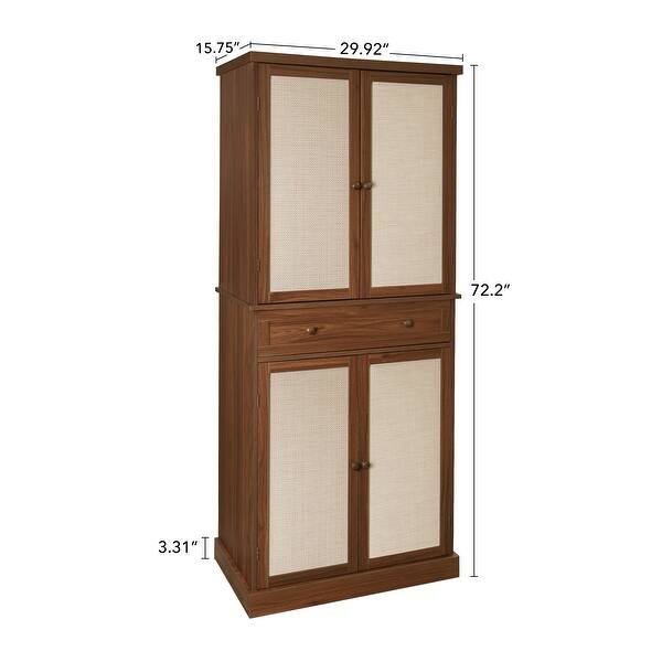 Brown Particle Board Storage Cabinet 4 Door Cabinet with 1 Drawer with ...