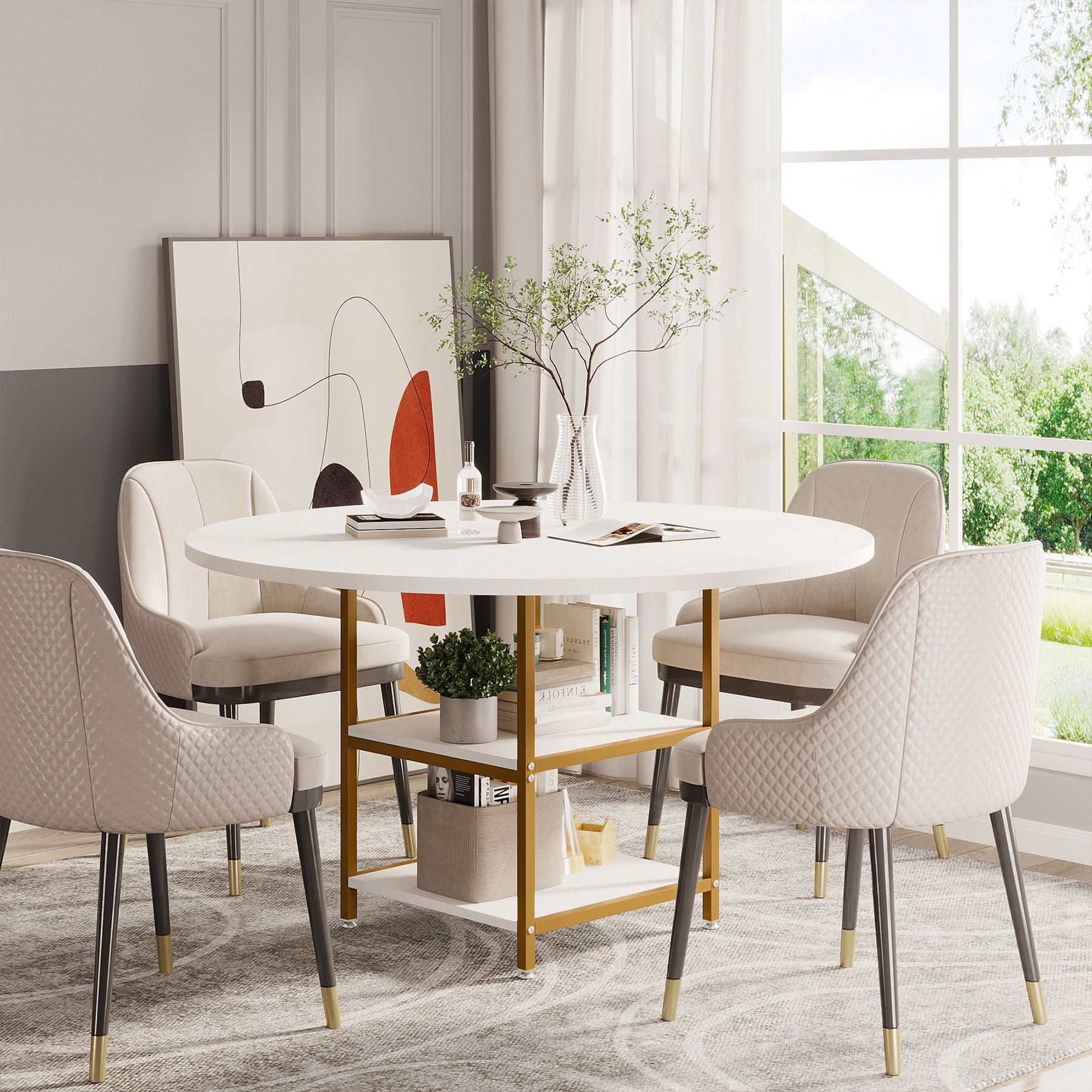 Round table with shelf store