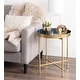 Foldable Round Accent Table, 18.25" x 18.25" x 22", Navy & Gold ...