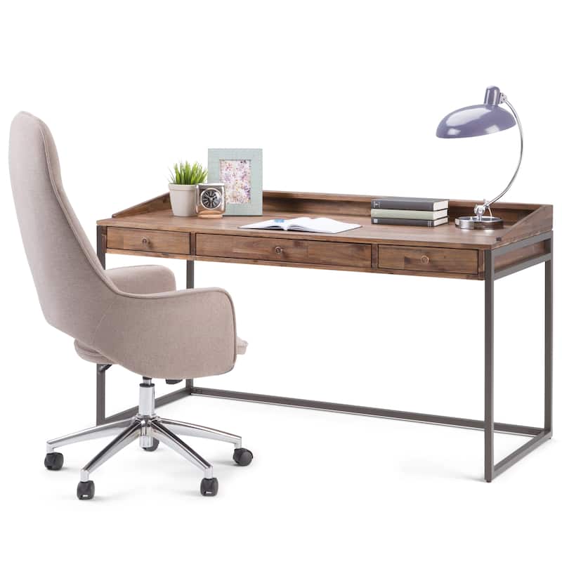WYNDENHALL Hawkins SOLID WOOD Modern Industrial 56 inch Wide Writing ...
