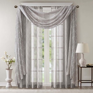 Diamond Sheer Embroidered Window Scarf - Bed Bath & Beyond - 42563591